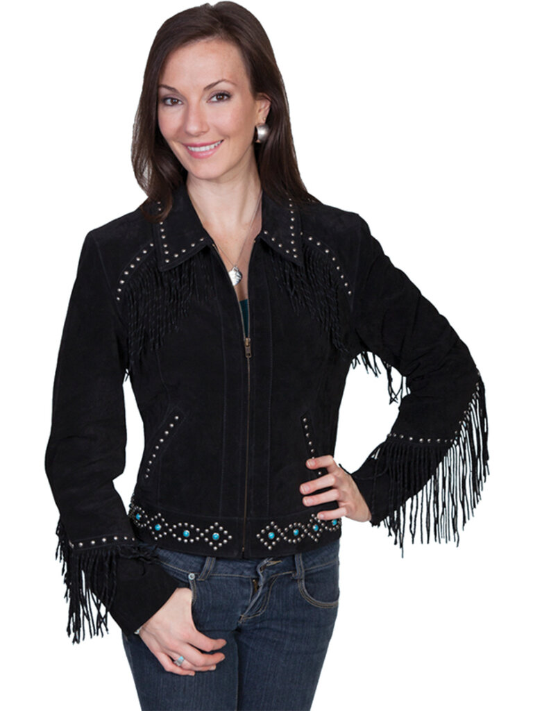 Scully Fringed Jacket L224 19 - BLACK BOAR SUEDE